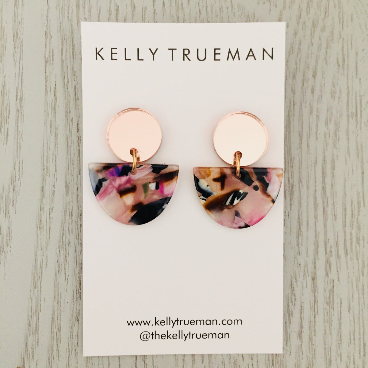 Small Semi Drop Earrings - Multi/Rose Gold – KELLY TRUEMAN