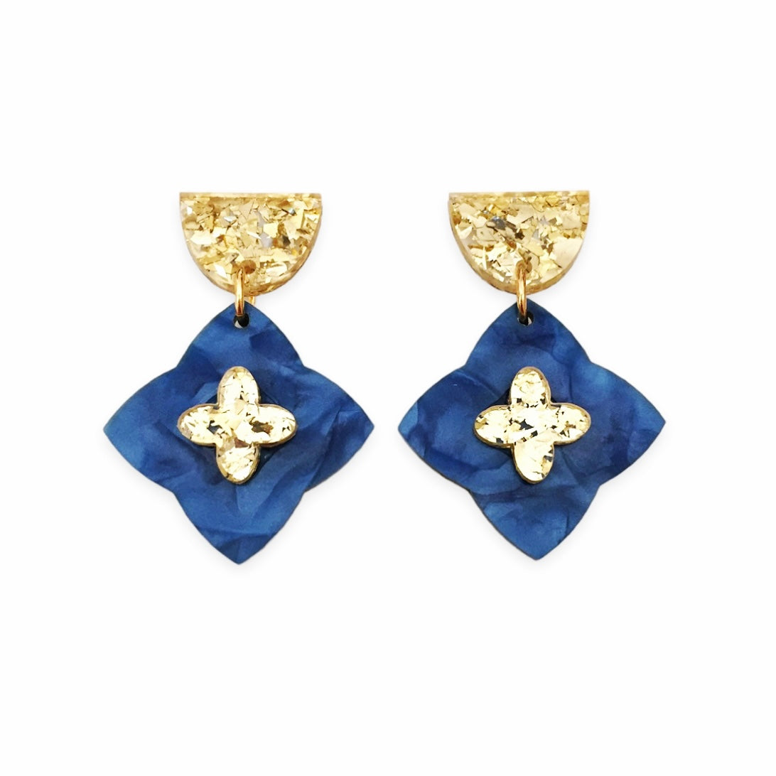 Mosaic Drop Earrings - Navy & Gold – KELLY TRUEMAN