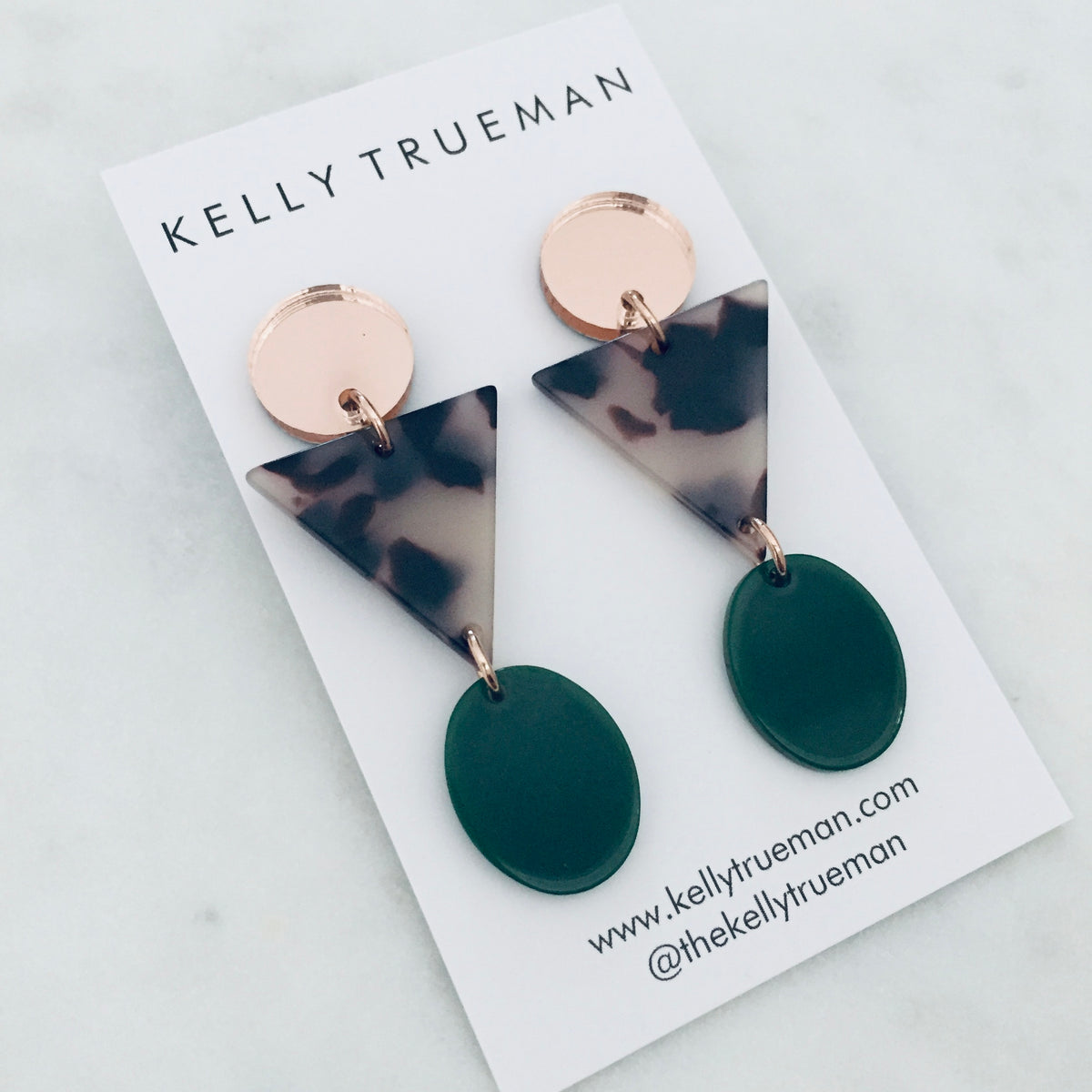 Deco Drop Earrings - Ash Blonde & Green – KELLY TRUEMAN